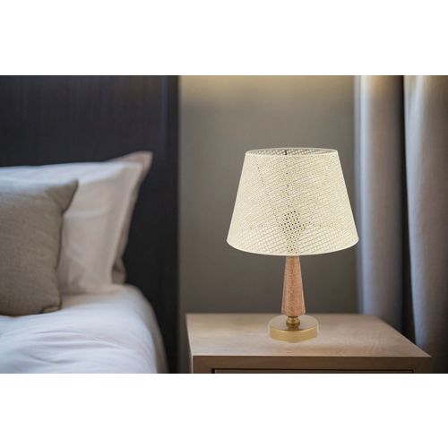 302 Hazeran - White, Brown, Gold White Brown Gold Table Lamp