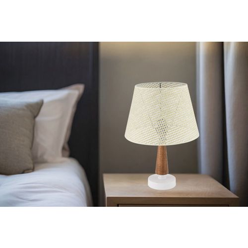 302 Hazeran - White, Brown, White White Brown White Table Lamp