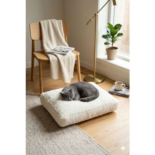Dikdörtgen Beige Pet Bed