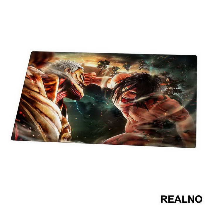 Armored Titan And Eren Yeager - Fighting - Attack On Titan - AOT - Podmetač Za Sto