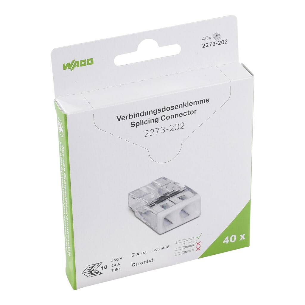 WAGO 2273-202/995-040 KLEMA 2X0,5-2,5MM 450V/4KV/2 24A BELA