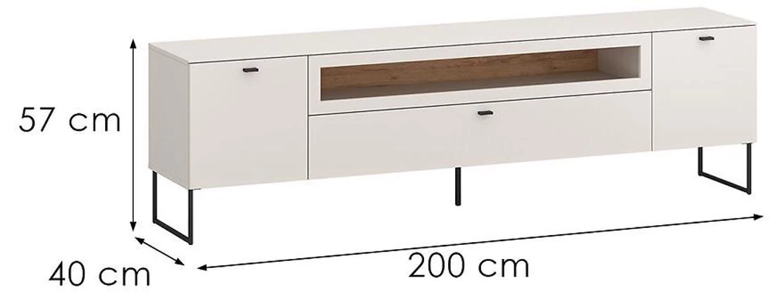 Sao Paulo TV komoda 200x40x57 kašmir/hrast