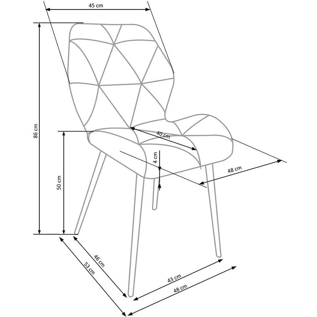 Stolica K453 metal/pliš žuta