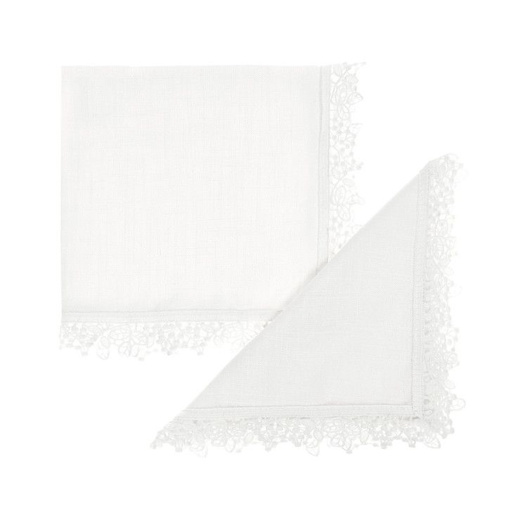 SET 2 PAMUČNE SALVETE SA ČIPKOM 40X40 CM