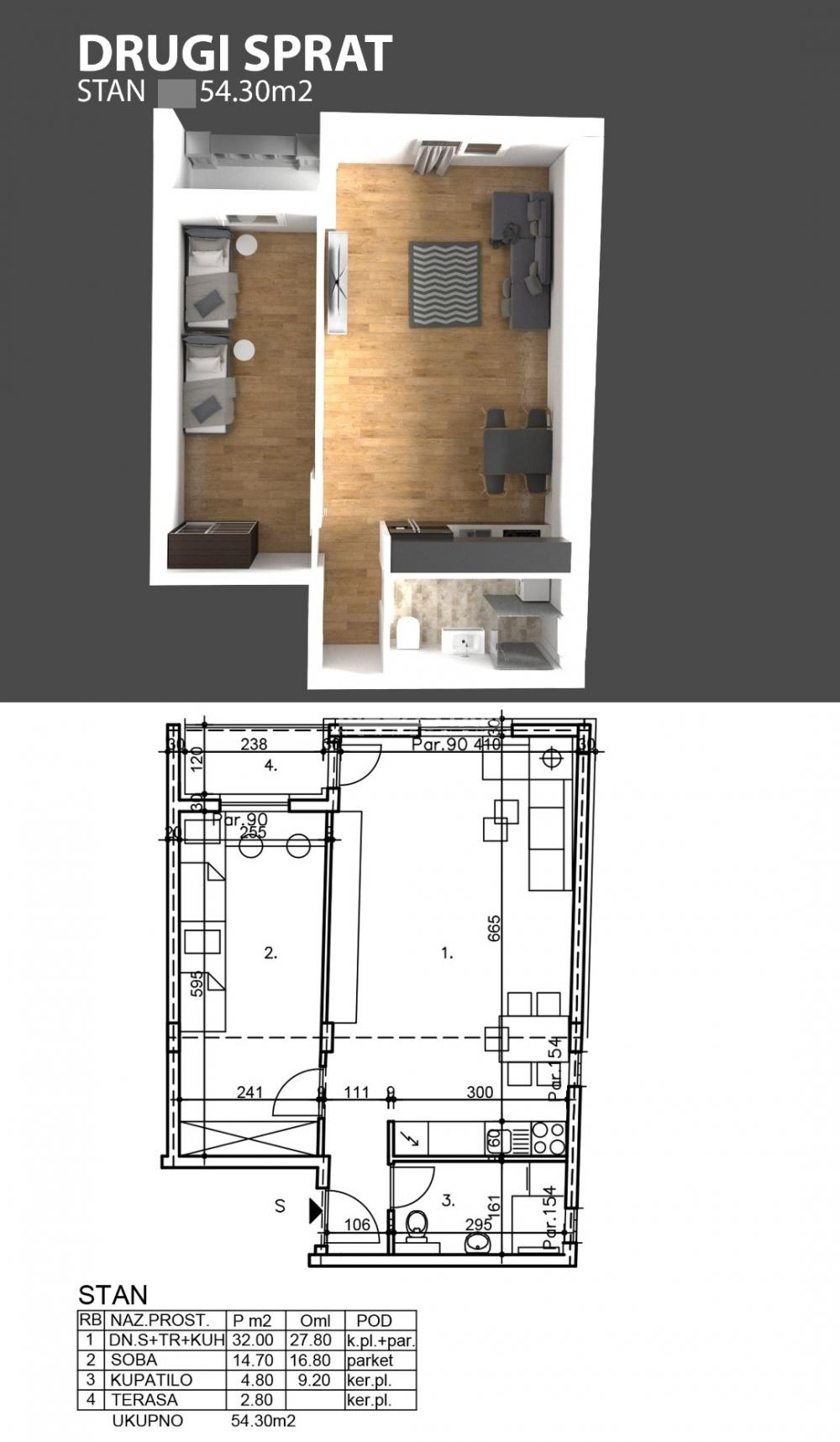Dvosoban, adaptibilan u trosoban
89.595 €