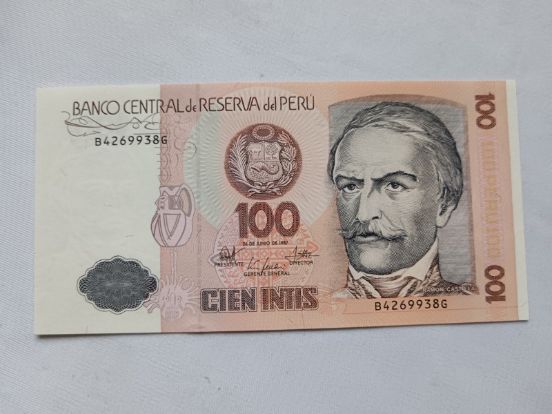 Перу 100 интис,1987 год.УНЦ