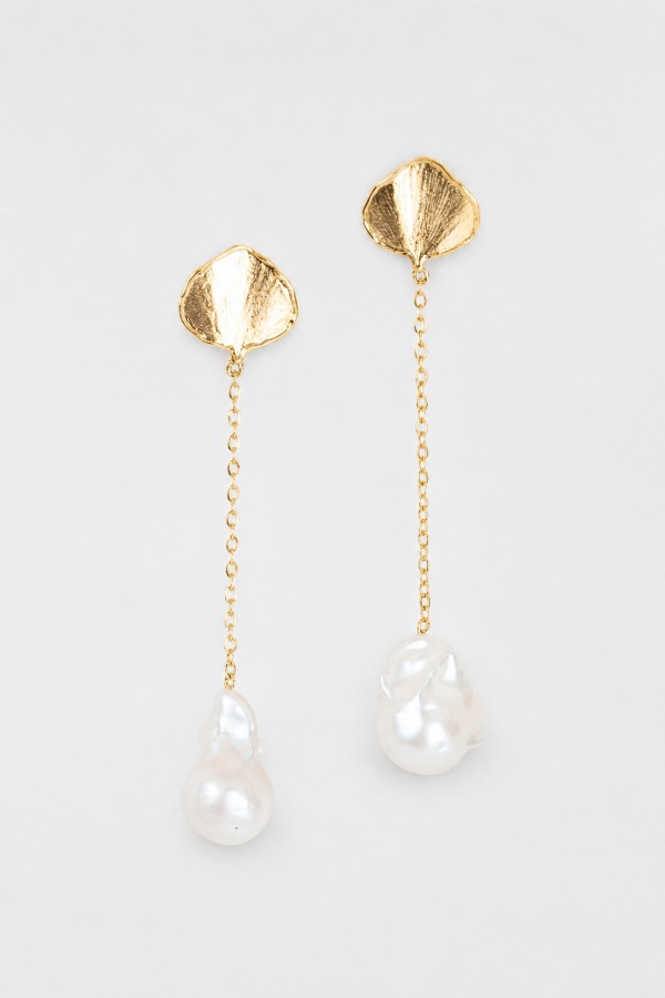 Baroque Pearl Chain Drop Earrings