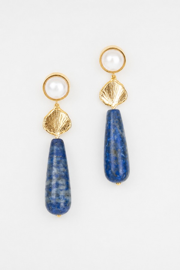 Lapis Lazuli & Pearl Drop Earrings