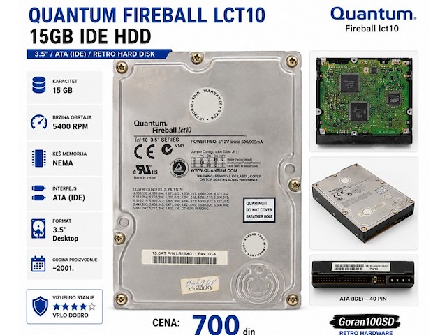 Quantum Model: Fireball lct10 Kapacitet: 15 GB