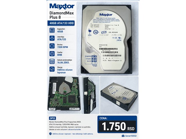 Maxtor DiamondMax Plus 8 40 GB ATA/133 (IDE/PATA