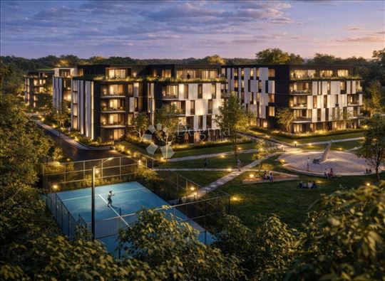 Novi Beograd, novogradnja okružena zelenilom