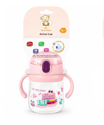 BBO šolja sa slamcicom i ručkama 260ml Pink 52143P