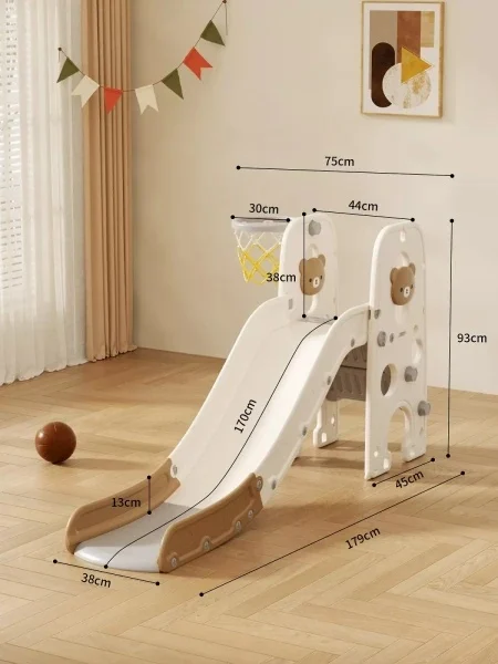 Feelkids Dečji tobogan sa košem “Meda-2” 170 cm (braon beli) ( 26195 )