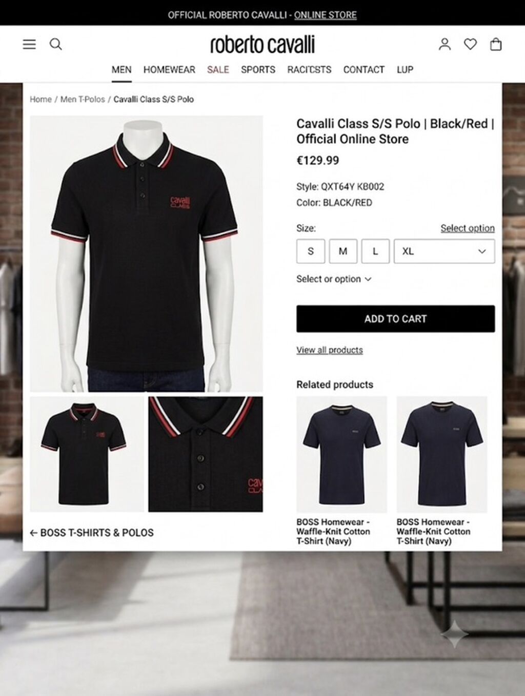 Cavalli Class S/S Polo – crno/crveno - Model: QXT64Y KB002 (oznaka na