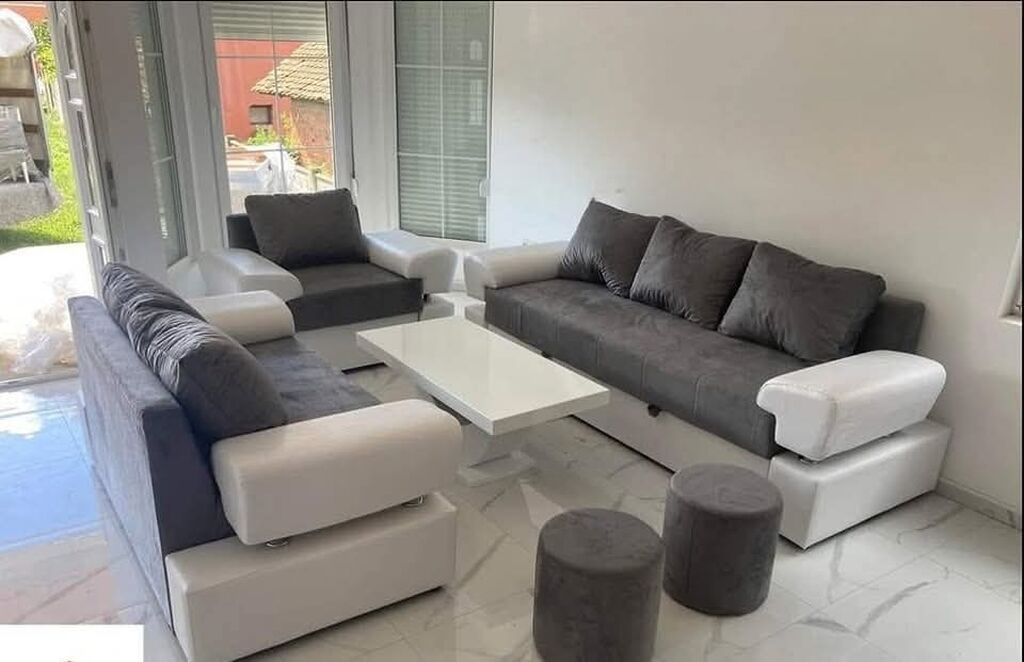 Ugaona garnitura + dvosed + fotelja + klub sto + 2 taburea - Moderan