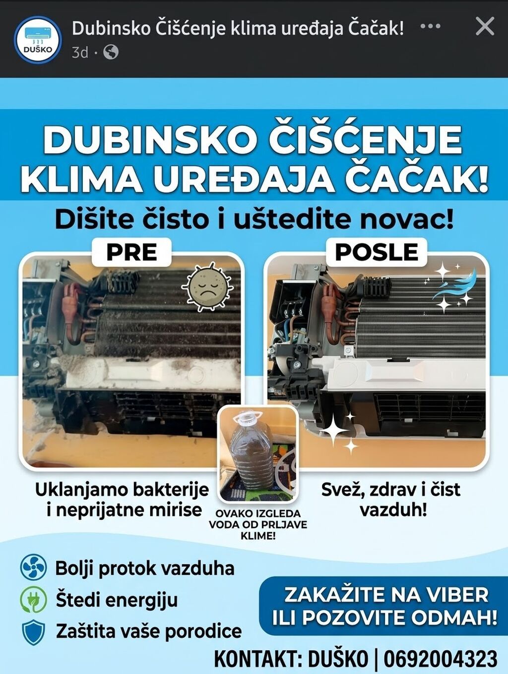 Dubinsko čišćenje klima uređaja Čačak ☀️ VELIKE LETNJE VRUĆINE SU VEĆ