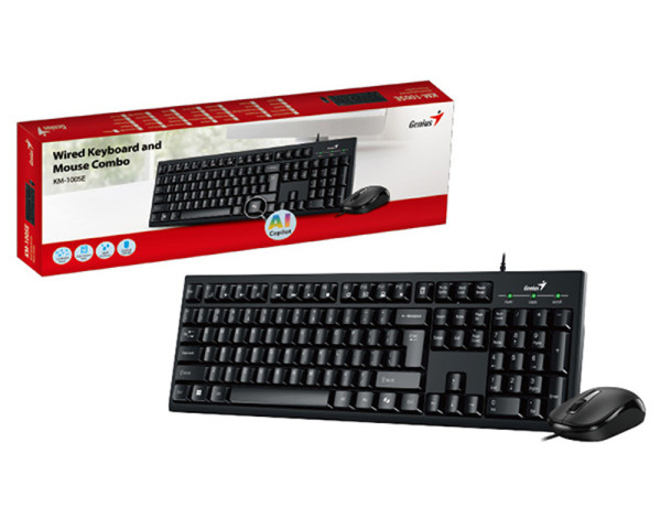 GENIUS KM-100SE USB YU crna tastatura+ USB crni miš (TAS01378)