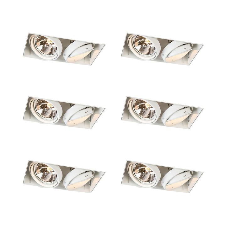 Set od 6 ugradnih reflektora bez okvira sa 2 svetla, beli, rotirajući i nagibni G53 AR111 - Oneon