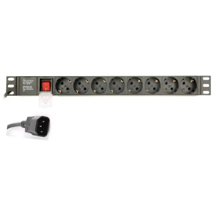 EG-PDU-014-C14 Gembird C14 Produzni kabl sa zastitom 8 uticnica 10A, PDU 1U 3M