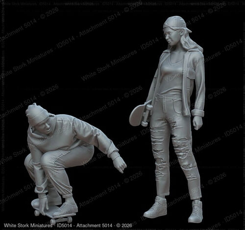 NEW! White Stork Miniatures F72193 Skateboarders (2 Figures / 3D-Printed)