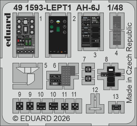 NEW! Eduard 491593 Hughes AH-6 J - PE Parts (for ICM Kits)