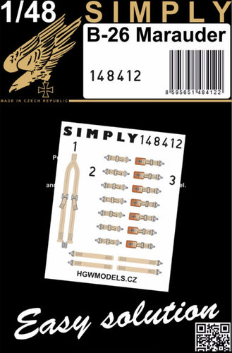 HGW Models 148412 Martin B-26 Marauder - Seatbelts Set