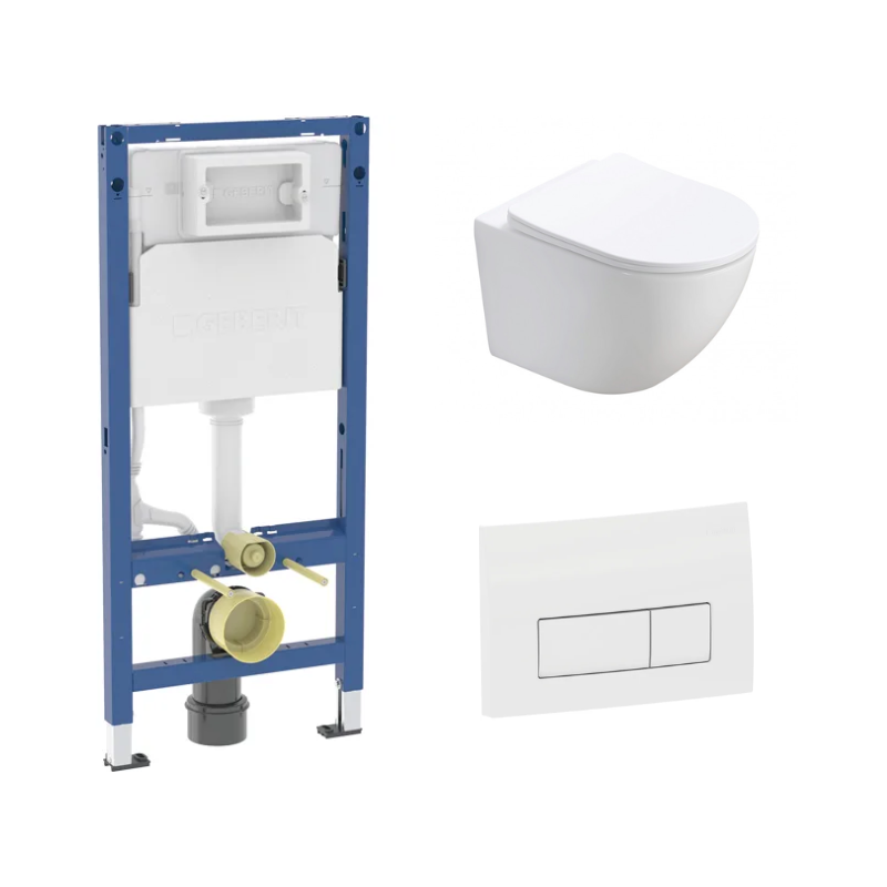 Geberit Duofix Basic vodokotlić sa Perla WC šoljom i belom tipkom