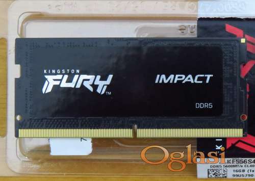 NOV KINGSTON Fury Impact 16GB / 32GB DDR5 SO-DIMM, KF556S40IB-16, Garancija