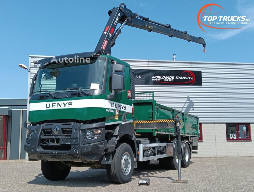 Renault K 460 6x6 -HIAB 18TM Crane, Crane, Kran, Grue -Leaf-sprung, Big kamion s ravnom platformom