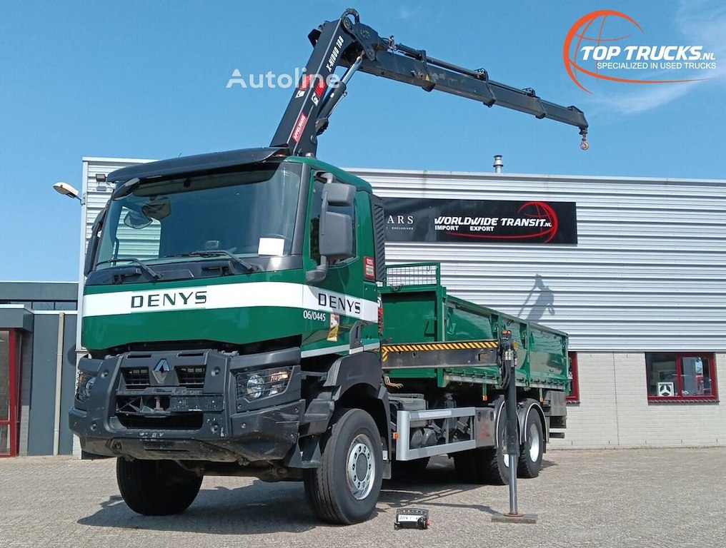 Renault K 460 6x6 -HIAB 18TM Crane, Crane, Kran, Grue -Leaf-sprung, Big kamion s ravnom platformom