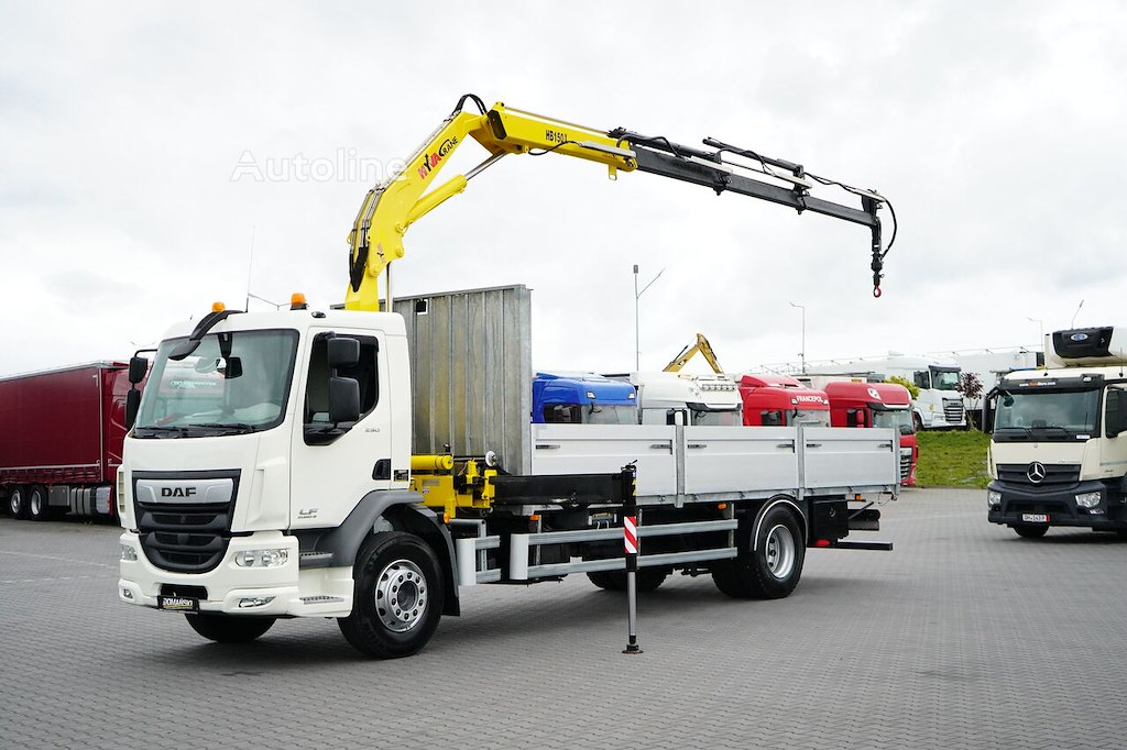DAF LF / 250 / SKRZYNIOWY + HDS / HYVA HB-150 / PILOT / ROTATOR kamion s ravnom platformom