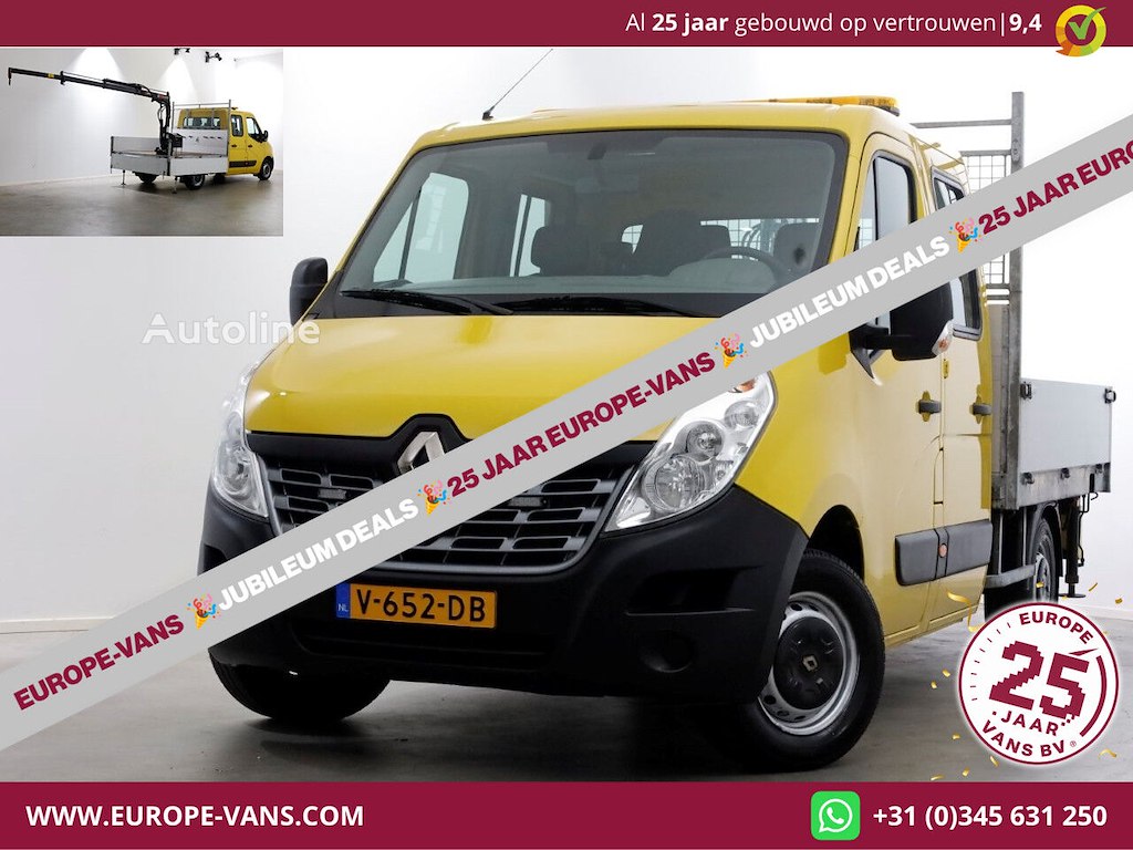 Renault Master T35 2.3 dCi 130pk E6 L2H1 D.C. Open Laadbak + HIAB 013T K kamion s ravnom platformom < 3.5t