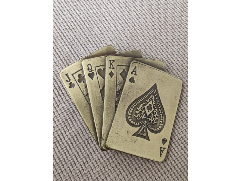 VINTAGE MESINGANA ŠNALA ZA KAIŠ POKER ROYAL FLUSH