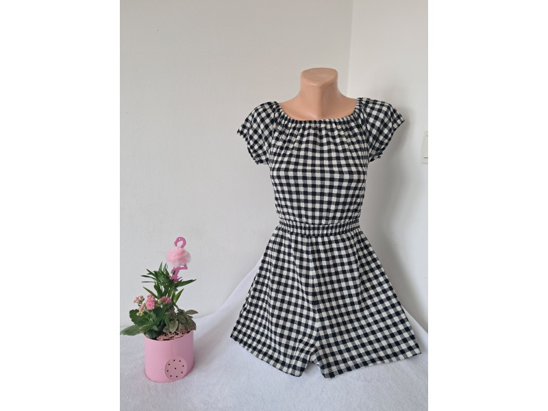 NEW LOOK letnji gingham kombinezon vel XS