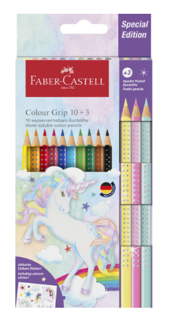 DRVENE BOJICE FABER-CASTELL 1/10 GRIP UNICORN + 3 SVETLUCAVE