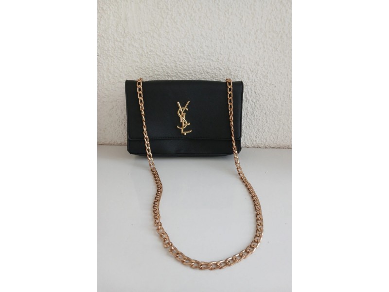 Crna Pismo Torba sa Zlatnim Lancem (YSL)