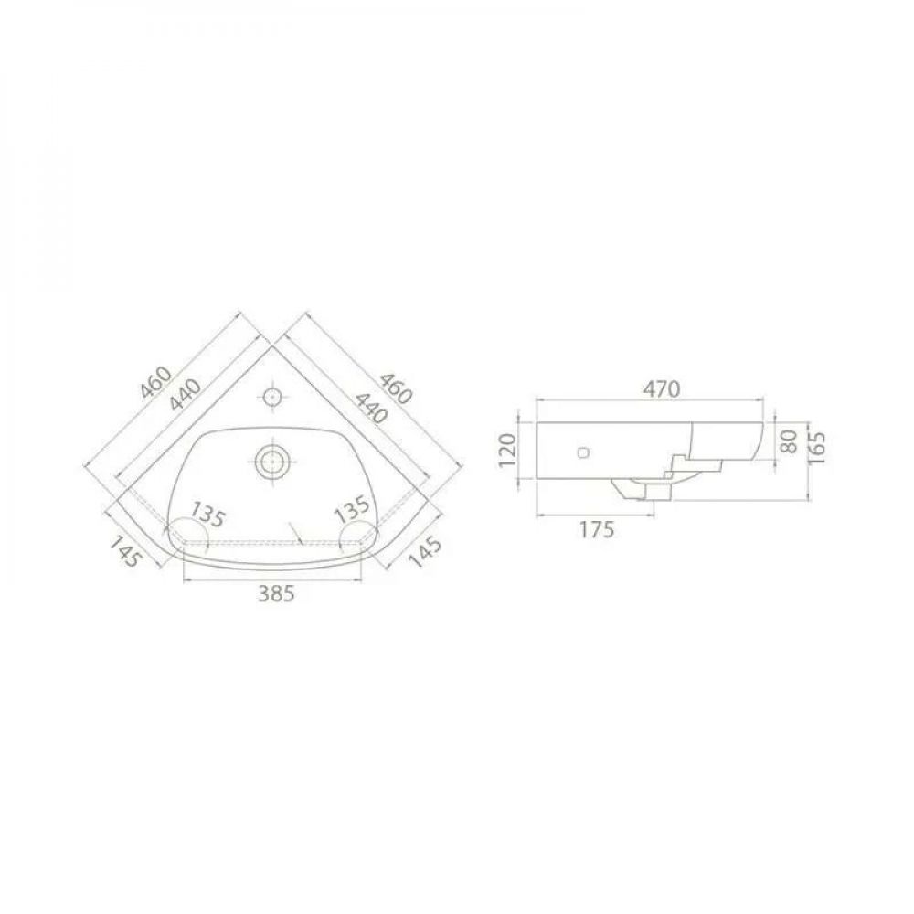 Ugaoni Umivaonik ARDA 46x46 1900-u