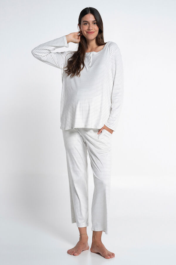 Striped velour maternity pyjamas pack