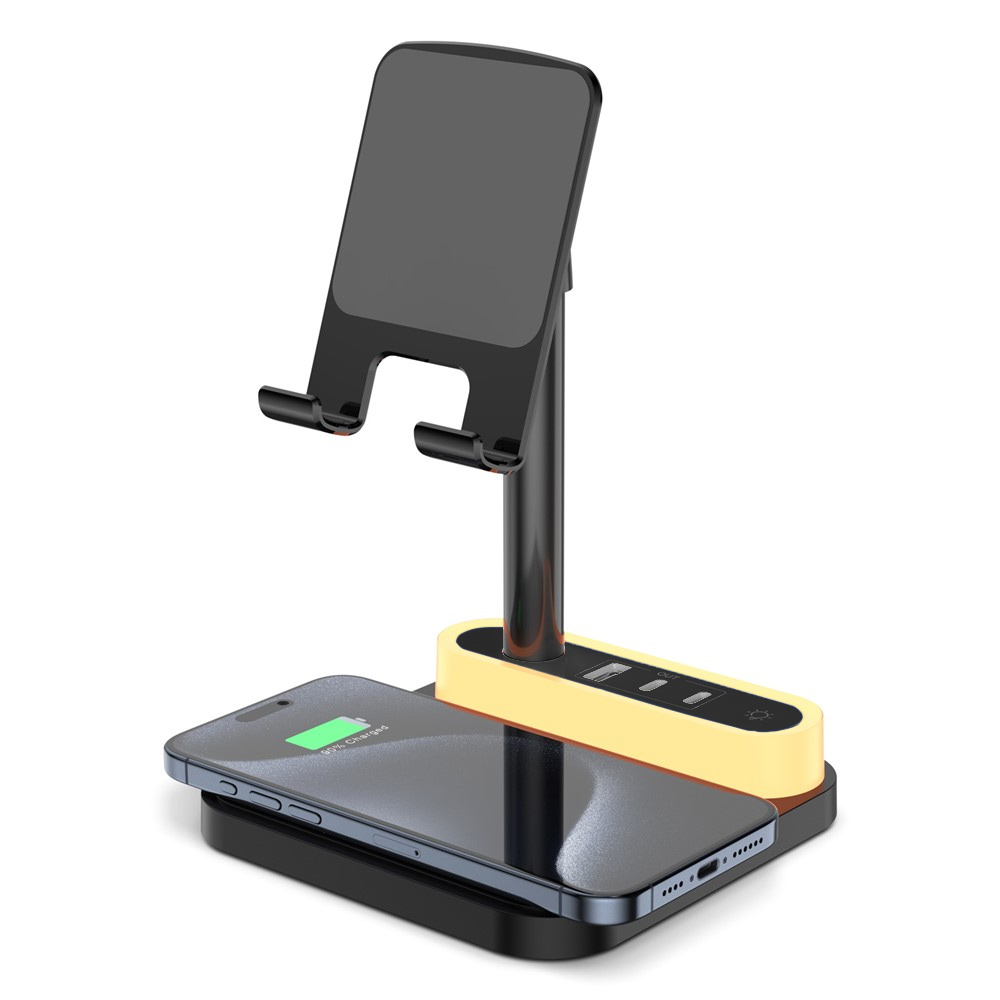 Desktop drzac za mobilni telefon HT531 sa wireless punjacem i LED svetlom crni