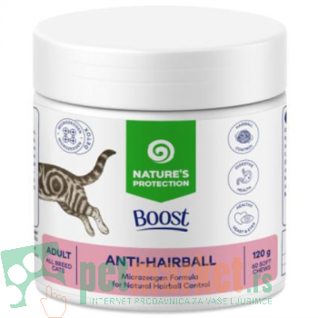 Nature's Protection Boost: 2u1 poslastice za smanjenju stvaranja kuglica dlake Anti-Hairball, 120 gr