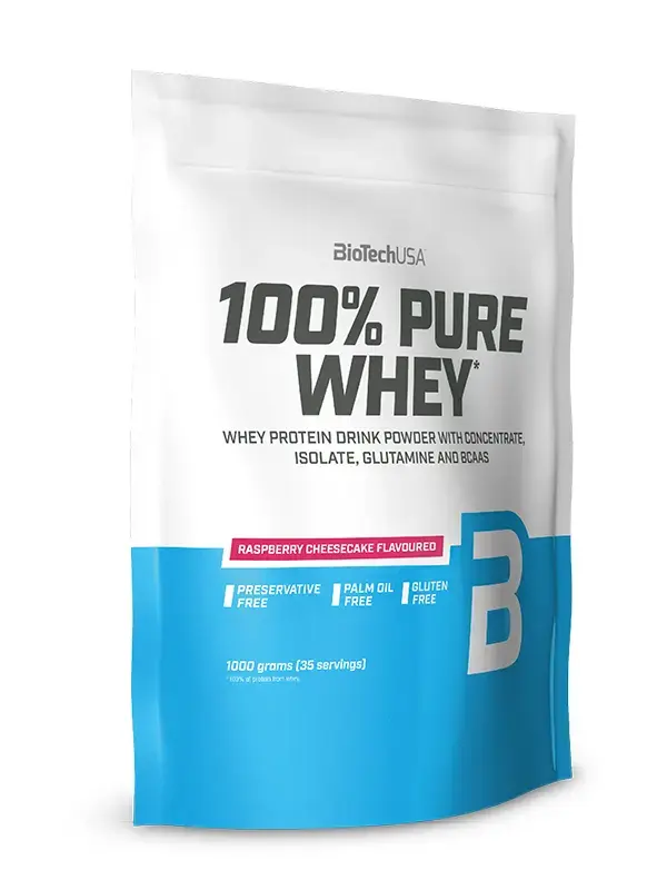BioTechUSA Whey Protein 100% Pure, Malina i čizkejk, 1kg