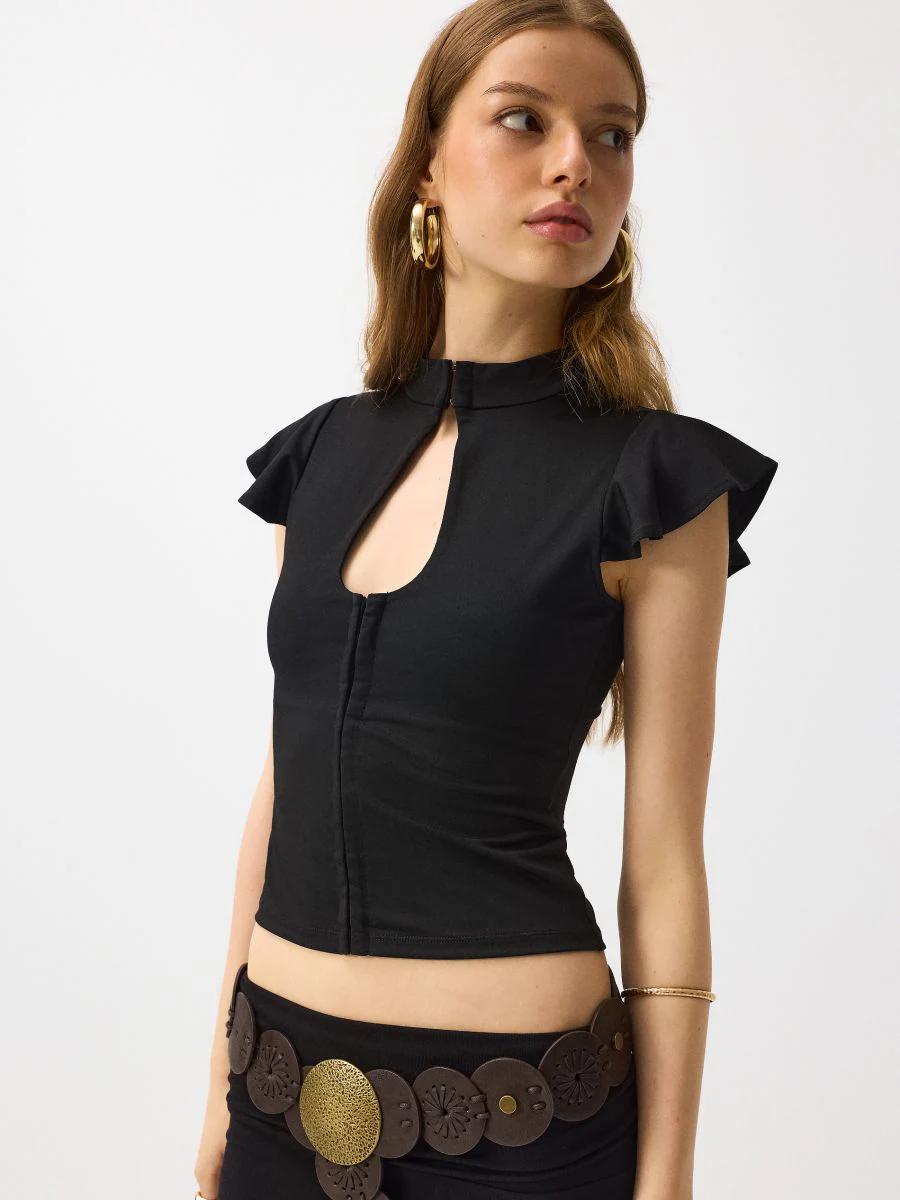Bluza sa prorezom na dekolteu