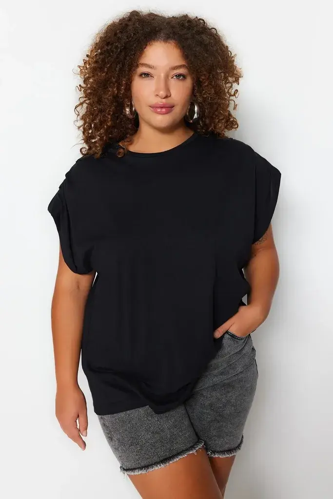 Trendyol Curve Ženska bluza Tbbss23Af00053, Crna