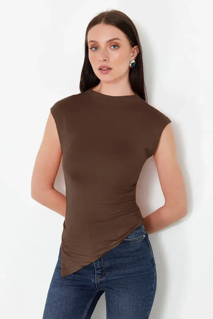 TRENDYOLMILLA ženska bluza Twoss24Bz00534, Smeđa