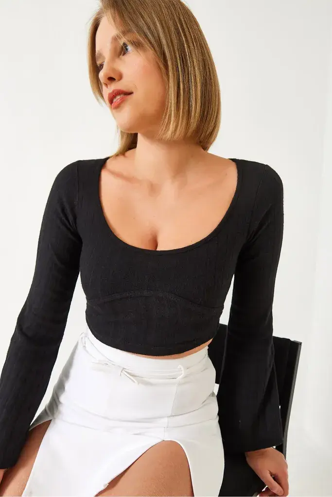 Bianco Lucci Ženska bluza 60351286, Brod izrez, Crna