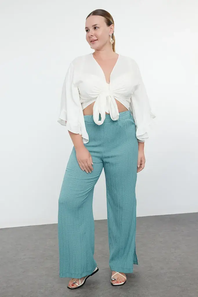 Trendyol Curve Ženske pantalone TBBSS23AR00012, Plave