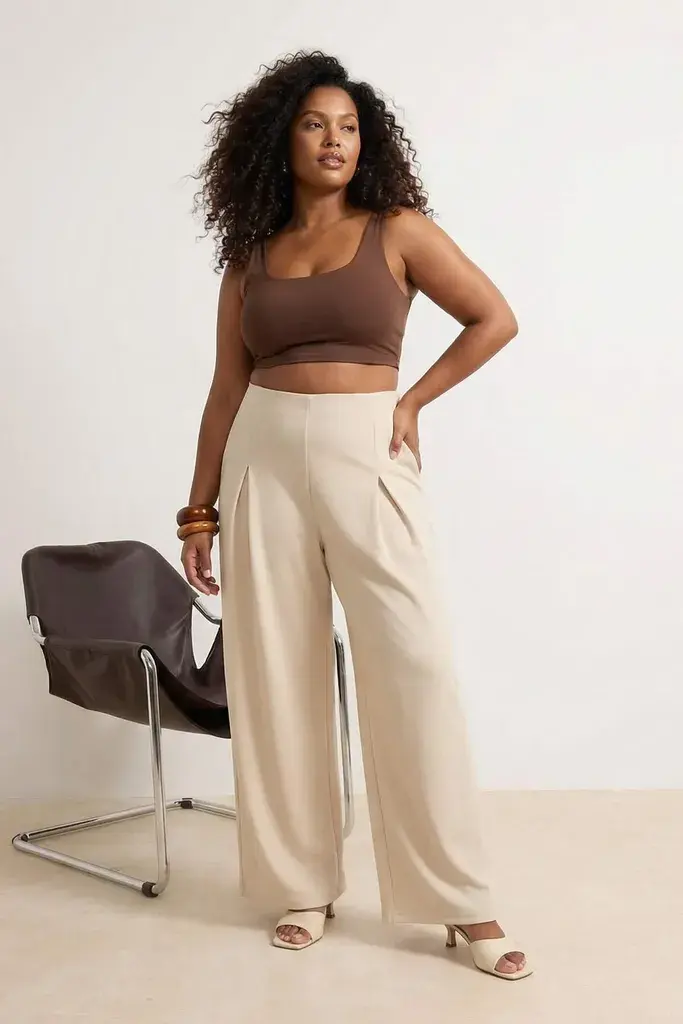Trendyol Curve Ženske pantalone TBBSS26AR00021, Bež