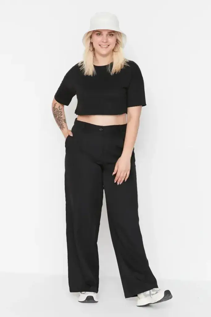 Trendyol Curve Ženske pantalone TBBSS26AR00040, Crne