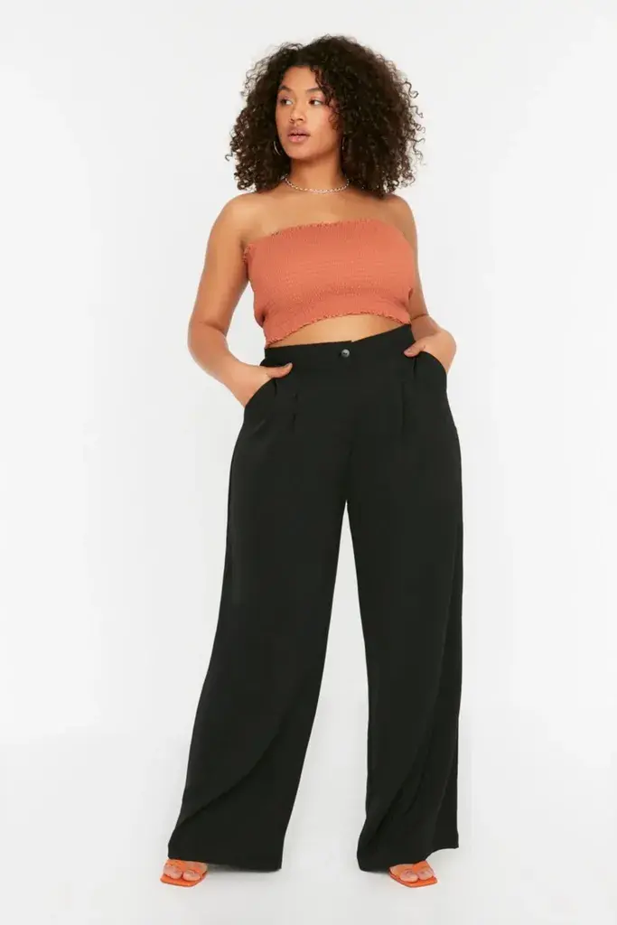 Trendyol Curve Ženske pantalone Tbbss22Pl0448, Crne