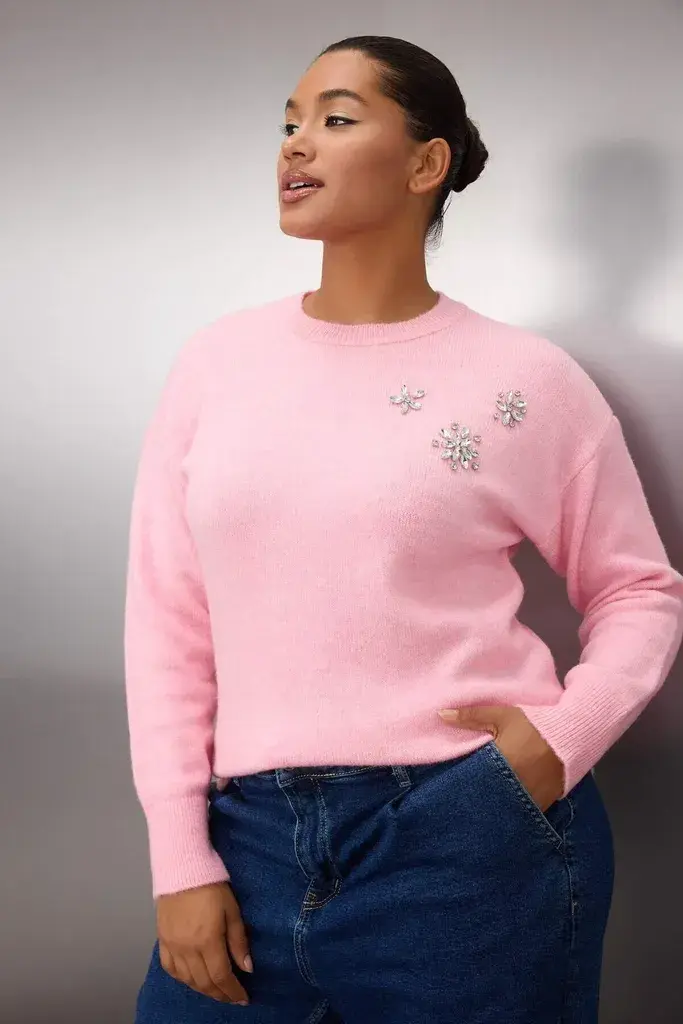 Trendyol Curve Ženski džemper Tbbaw26An00009, Roze